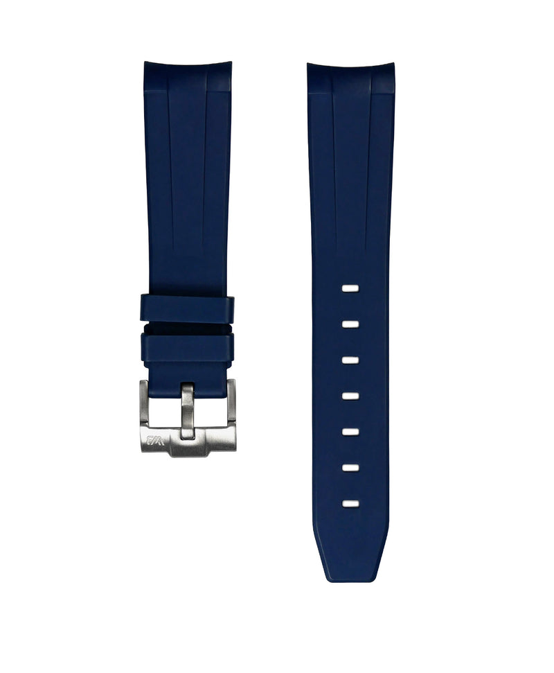 Curved End Rubber Watch Strap - Blue | WB Original