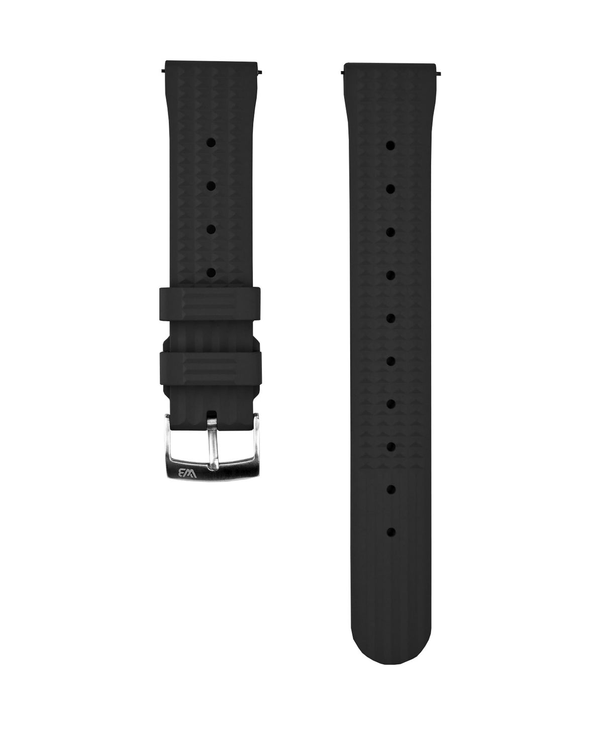 Waffle Style Rubber Watch Strap - Black | WB Original