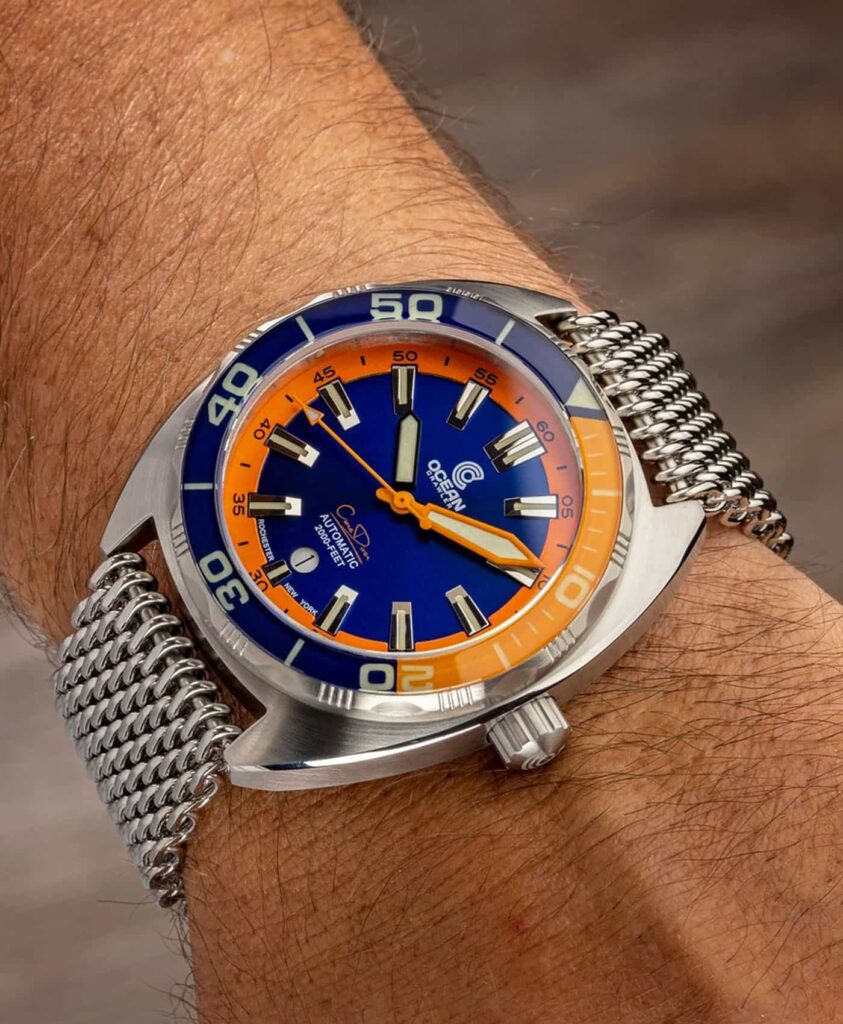 Ocean Crawler Core Diver Blue/Orange v3 Watch - WatchBandit