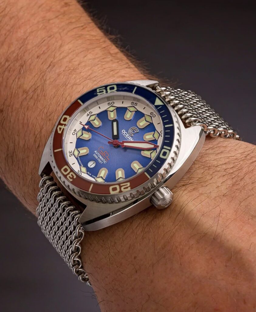 Ocean Crawler Core Diver Blue/Red Refractor Watch - WatchBandit