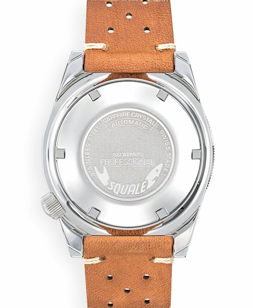 Squale Matic Light Blue 60 ATM Leather Strap Watch - WatchBandit