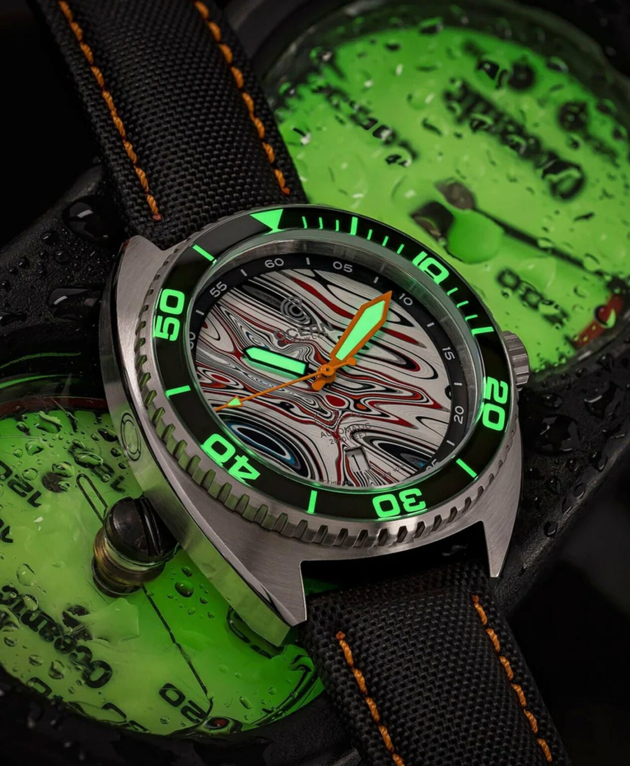 Ocean Crawler Core Diver Fordite Type B Watch - WatchBandit