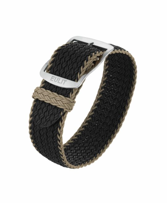 Eulit Atlantic Perlon Strap Black/Beige - Watch Bands - WatchBandit